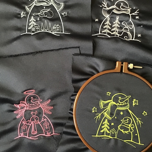 Redwork Country Snowman Machine Embroidery Designs Pack Instant ...