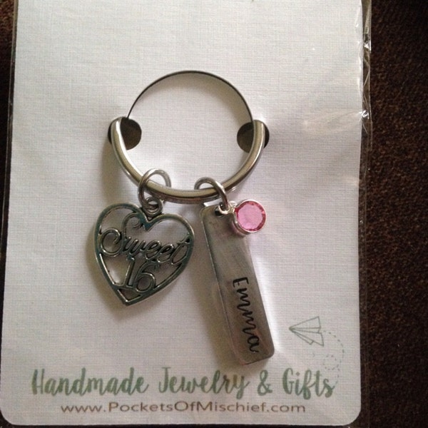 Sweet 16 Keychain | Sweet 16 Gift | Personalized Sweet 16 Keychain ...