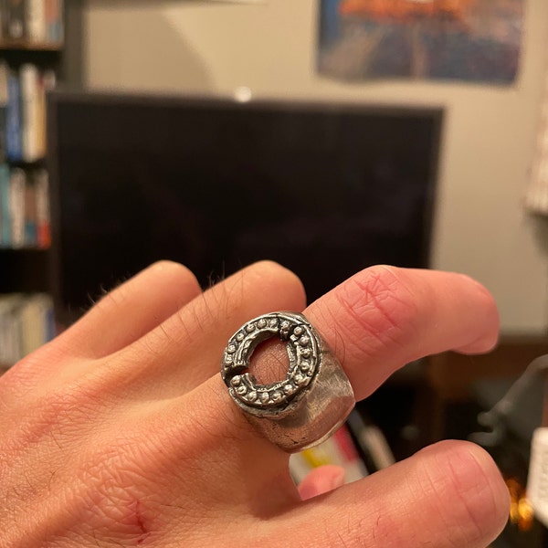 CENTURION Ring -a Wide Brutal Ring With an Roman Motifs and Cracks, Unusual Gift to a Man ...