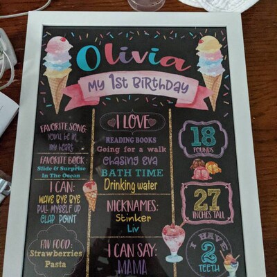 Ice Cream First Birthday Poster. Ice Cream Birthday Poster. Ice Cream ...