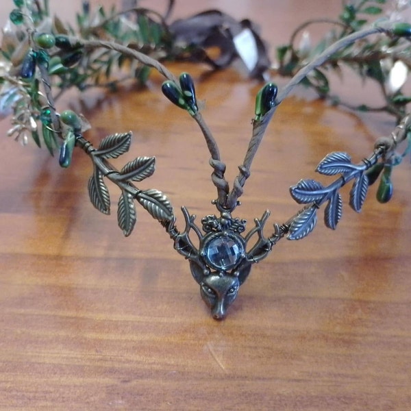 Woodland Wedding Tiara, Fairy Flower Crown Elven Moon Headpiece, Forest ...