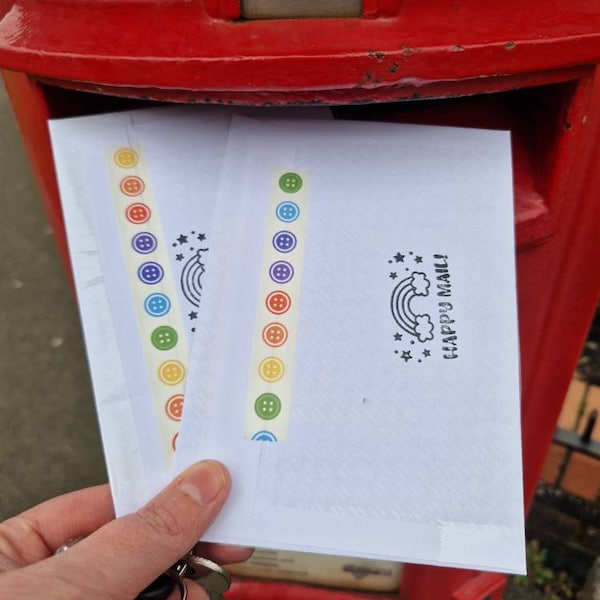 Rainbow Happy Mail Rubber Stamp - Packaging Stamp - Small Business ...