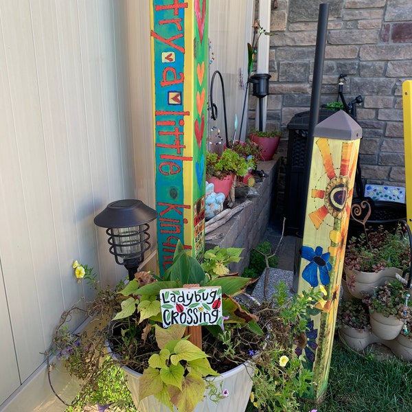 Garden Ladybug Sign, Ladybug Crossing Wooden Sign,rustic Flower ...