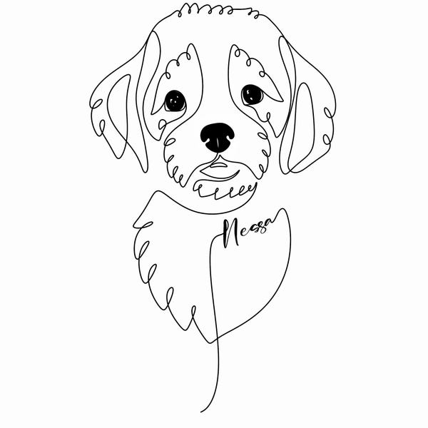 Custom Dog Portrait, Line Drawing, Pet Art, Line Dog Portrait, Dog ...