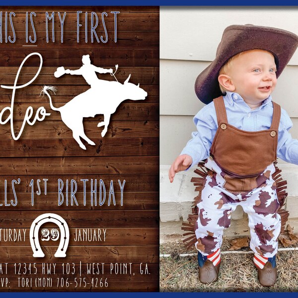 Cowboy Birthday Invitation | My First Rodeo | ANY Age - Etsy
