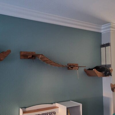 Cat Wall Mount Furniture, Cat Wall Bed, Wooden Cat Hexagon Shelves ...