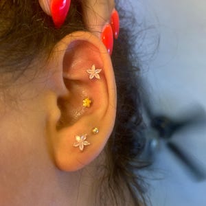 16G Tiny Shell Flower Stud Earring Helix Conch Cartilage Ear Studs ...