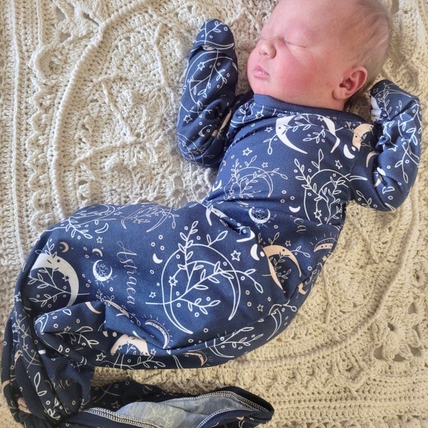 Celestial Moons Custom Name Knotted Gown Set, Bohemian Stars Baby Boy ...