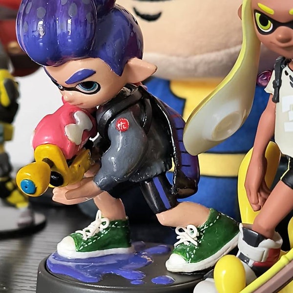 Custom Splatoon Amiibo | Purple Inkling Boy Amiibo - Etsy