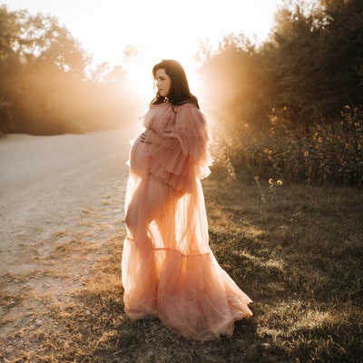 READY TO SHIP Off-the-shoulder Sheer Tulle Maternity Dress, Sheer ...