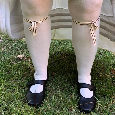 Adult Silk Stockings and Garters Set 18th Century Colonial Historical ...