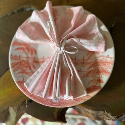 Pink Toile Table Square Overlay Table Cloth Light Pink Colonial Classic ...