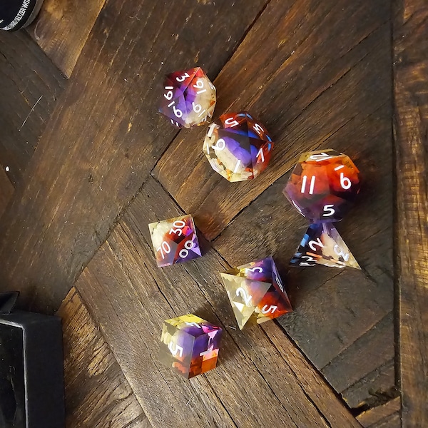 Sunrise Sonata - Gradient Cloud Dice, Handmade Resin Sharp Edge Dnd ...