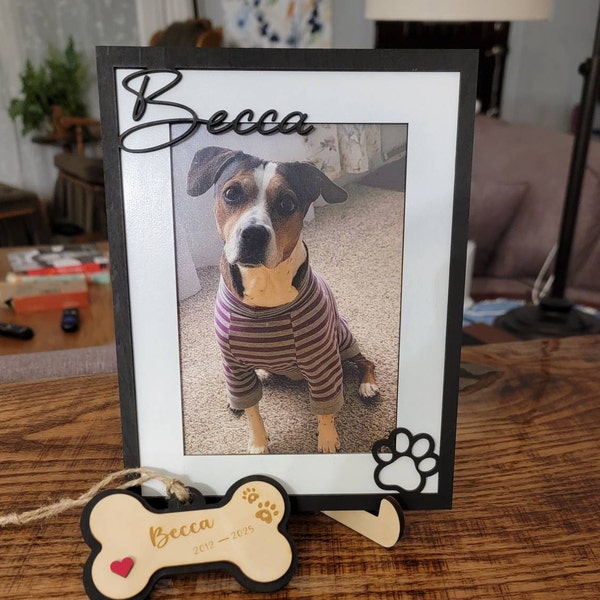 Custom Dog Frame, Dog Memorial Gift, Cat Name Photo Frame, Dog Picture ...