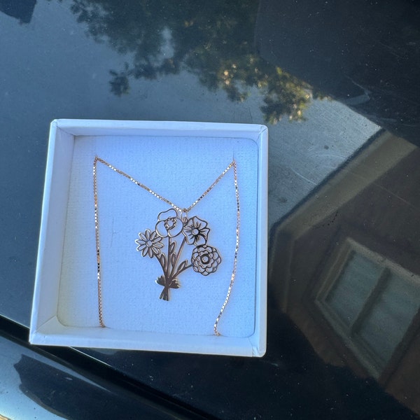 Multiple Birth Flower Necklace,birth Flower Bouquet Necklace ...