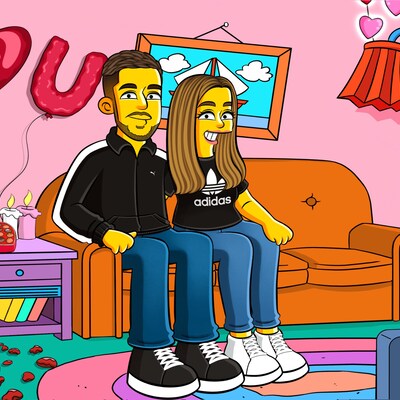 Personalized Simpsons Family Portrait, Custom Simpsons Couple Portrait ...