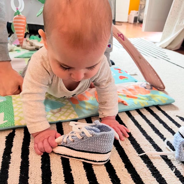 Soft Baby Blue Booties - Crochet Baby Sneakers - Knitted Newborn Shoes ...