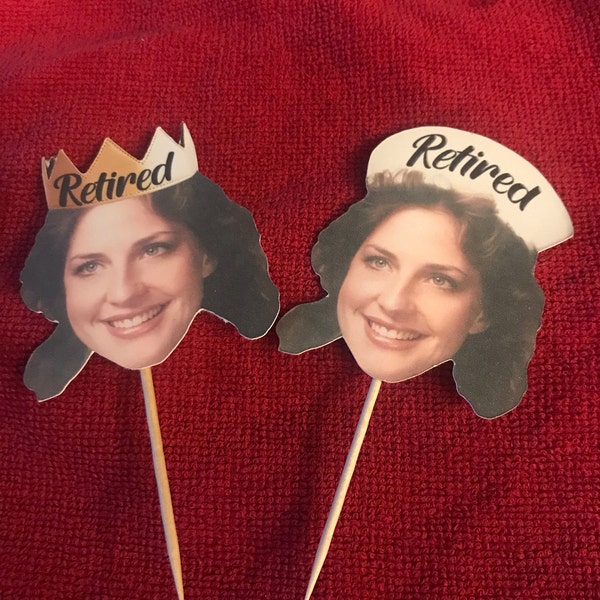 24 Custom Face Retired Crown Retirement Cupcake Toppers - Etsy
