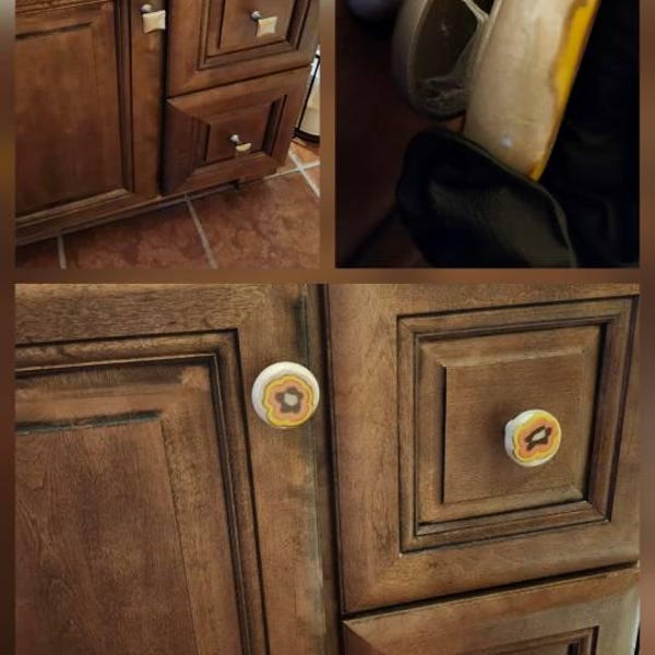 Retro Smiley Face Flower....hand Rolled Knobs Drawer Pulls Handles ...