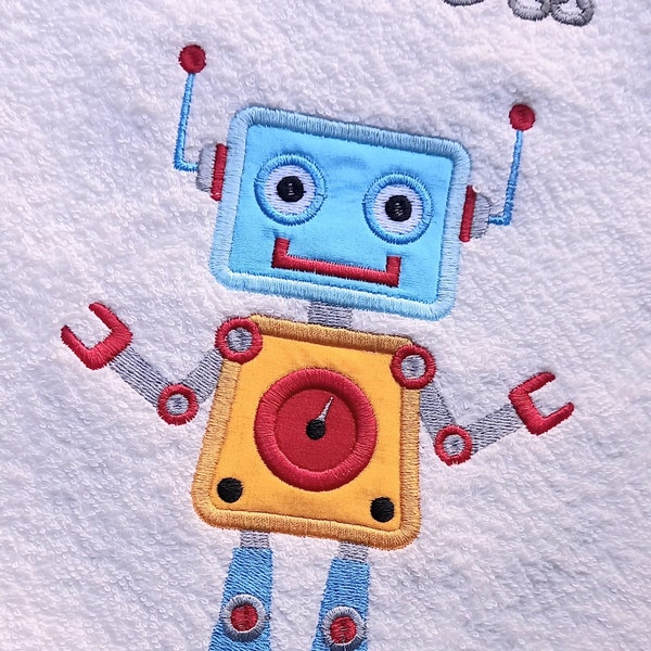 Robot Machine Embroidery Applique Design, Boy's Applique Robot, Cute ...