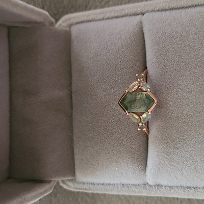 Vintage Rhodium Black Alexandrite Engagement Ring Set Unique - Etsy