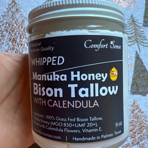 Manuka Honey & Bison With CALENDULA Whipped Tallow Cream With 850+MGO ...