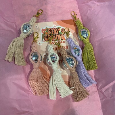Disco Ball Keychain Macrame Disco Ball Keychain Macrame Keychains Bag ...