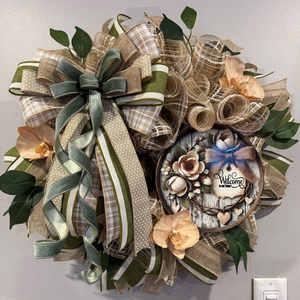 Magnolia Welcome to Our Home or Magnolia Home Sweet Home Wreath Sign ...