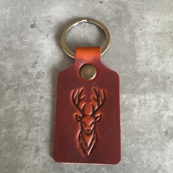 Handmade Leather Highland Stag Key Chain: Scottish Souvenir - Etsy