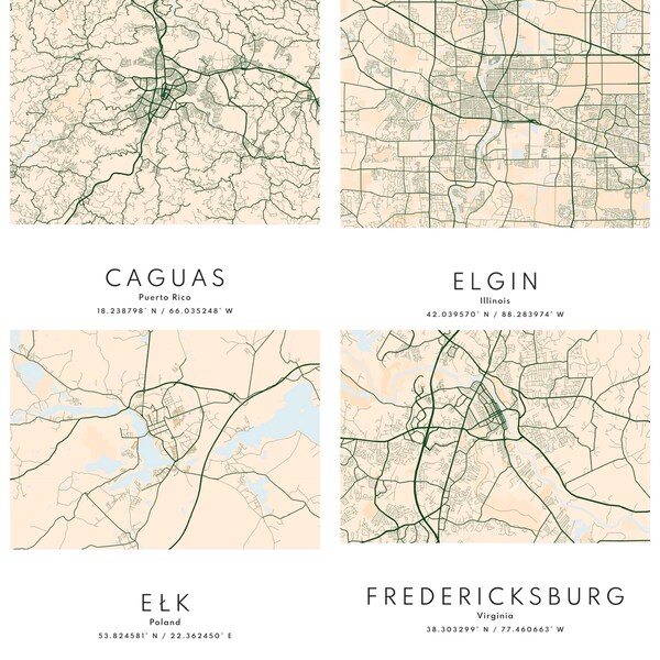 Set of 3 Custom Maps, City Map Prints, Custom Map Print, Custom Any ...
