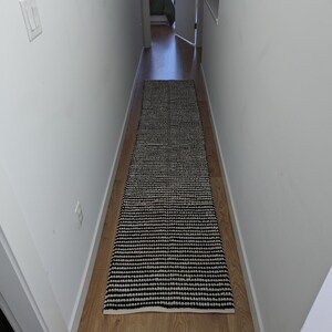 Handwoven Wool Rug Runner, Black White Wool Runner Rug, Entryway ...