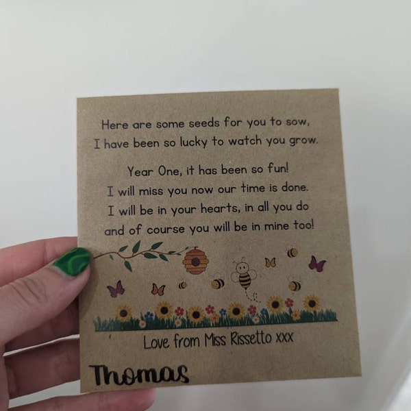 Personalized Bee Friendly Wildflower Seed Packet | End of Year Teacher ...