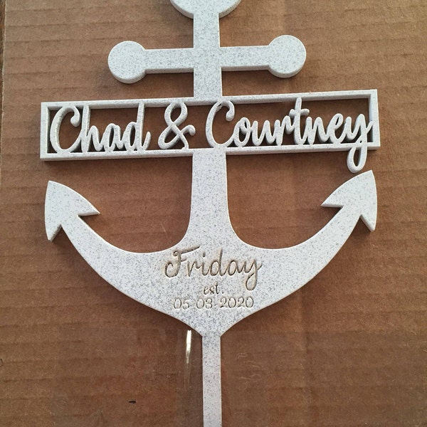 Personalized Anchor Cake Topper, Nautical Wedding Cake Topper, Naval ...