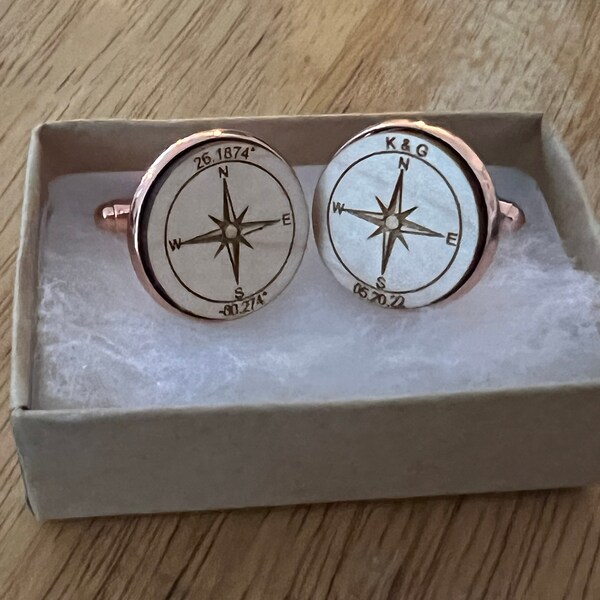 Custom Coordinate Cufflinks. Compass, Personalized Monogram. Wedding ...