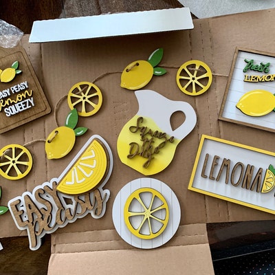 Lemon Tiered Tray Set Lemonade Tiered Tray Squeeze the Day Set of 7 DIY ...