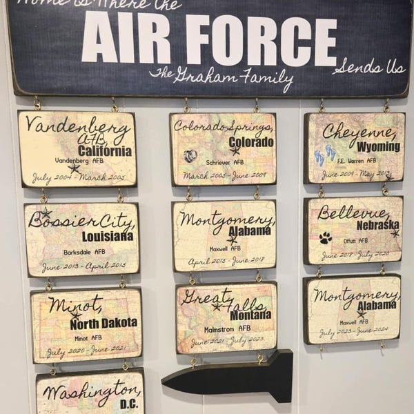 Military Duty Station Map Photo Block - Bornonbonn - Military Sign ...