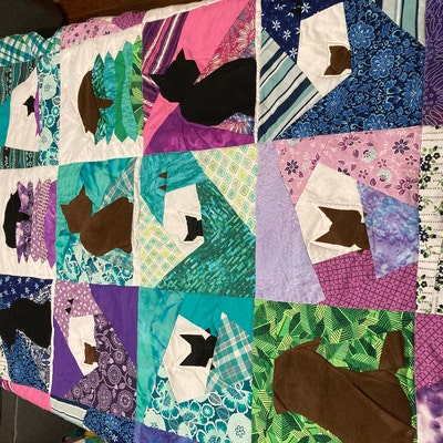 Cute Cat Quilt Block Pattern Kitty Quilt Block Animal Quilt Block ...