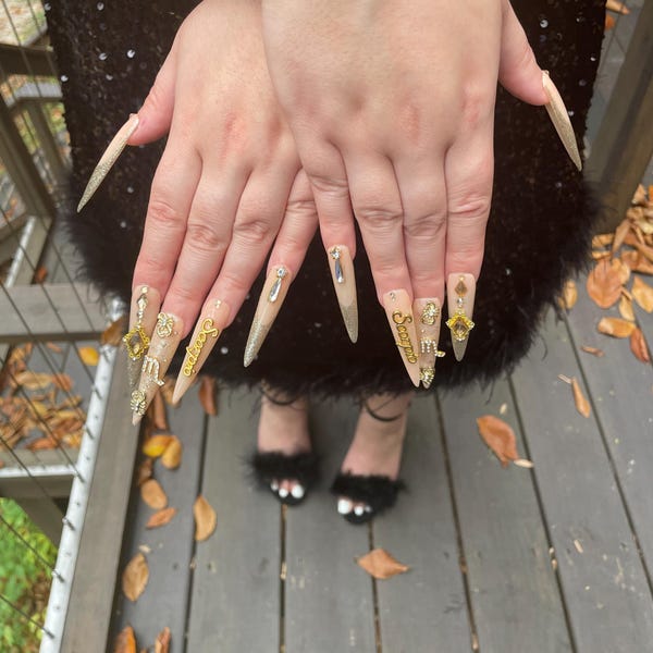 XXXL Square Candy Press on Nails Pink Extra Long Nails Custom Occasion ...