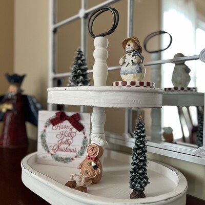 2 Tier Rectangle Tiered Tray Rustic Cottage Farmhouse and - Etsy