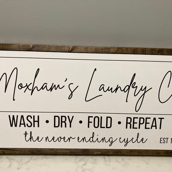 Personalized Laundry Room Sign, Farmhouse Laundry and Co, Wood Framed ...