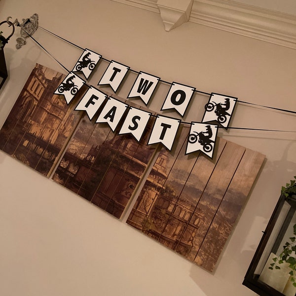 Two Fast Dirt Bike Banner, Dirt Bike Banner, Two Year Old Banner, Dirt ...