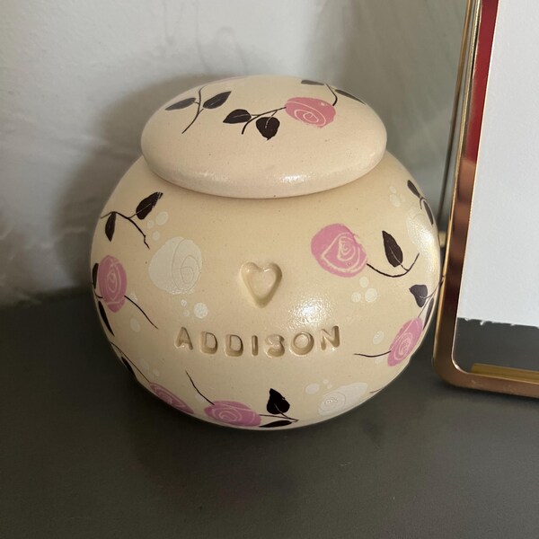Romantic Rose Cat Urn, Flower Urn, Ceramic Urn for Ashes, Flower Urn ...