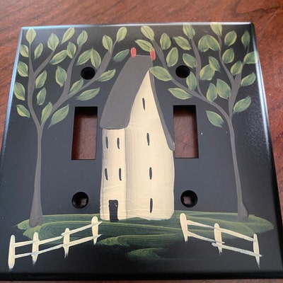 Light Switch Plate Covers Primitive Black With Saltbox and Colonials ...