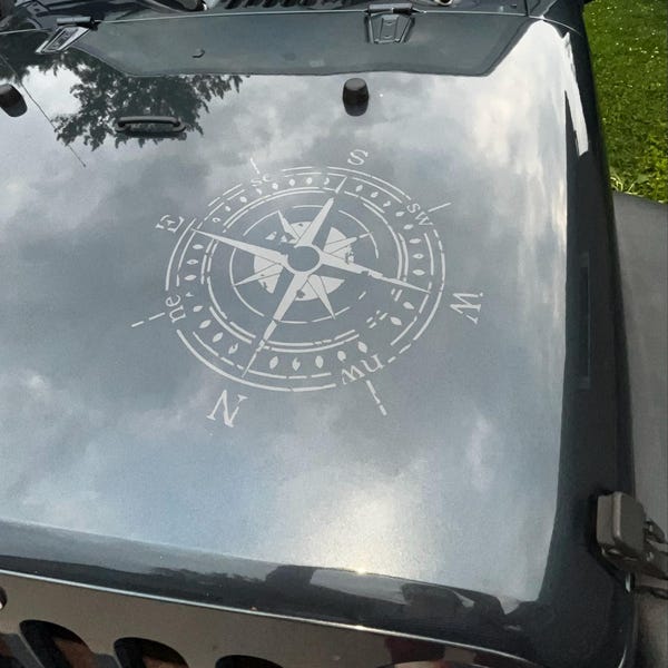 Vinyl Distressed Style Compass Hood Decal Window Decal Fits Jeep ...