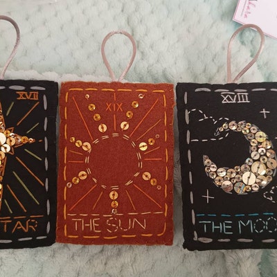 Handmade Felt Tarot Card Ornaments. Hand Embellished and Embroidered ...