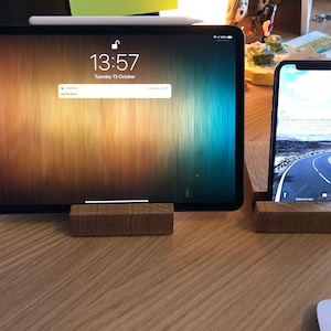 Wooden iPad Stand Square Holder in Natural Oak Wood, Personalization ...