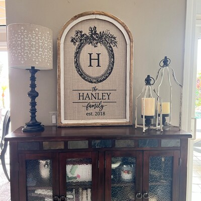 Monogram Wall Art Arch Window Frame Personalized Gift Custom Farmhouse ...