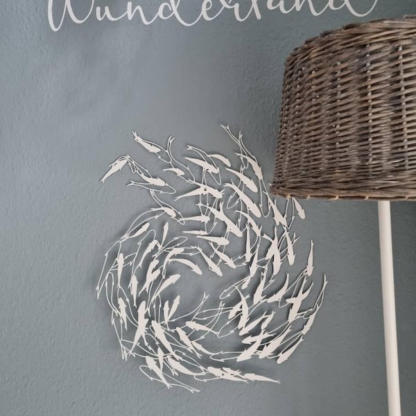 Metal Fish Wall Art, Fish Family Wall Sign, Flock of Fish Sign ...