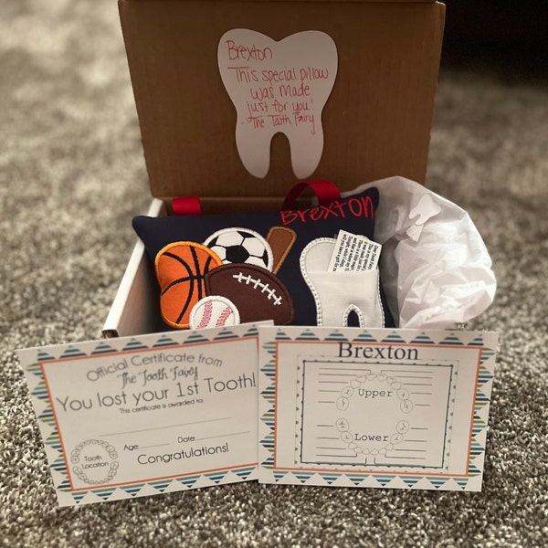 Baseball Sports Tooth Fairy Pillow, Boy Sports Tooth Fairy Pillow ...