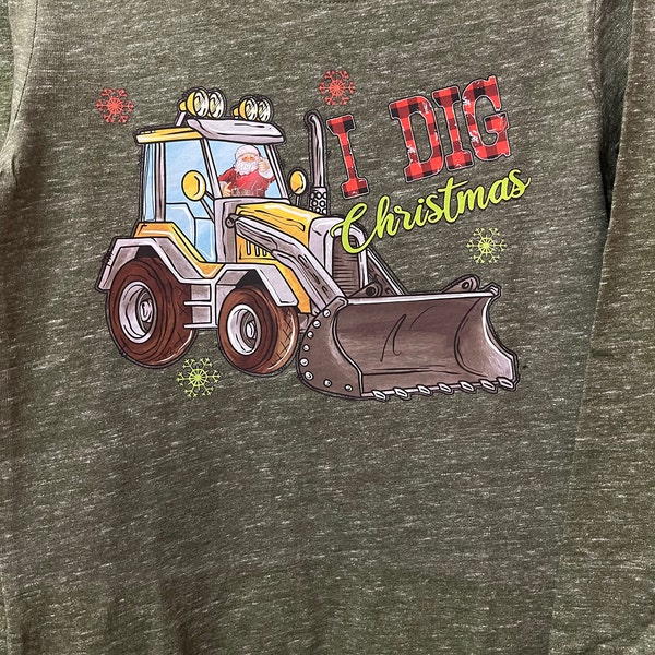 I Dig Christmas Dtf, Merry Christmas, Christmas Dtf, Backhoe Loader ...